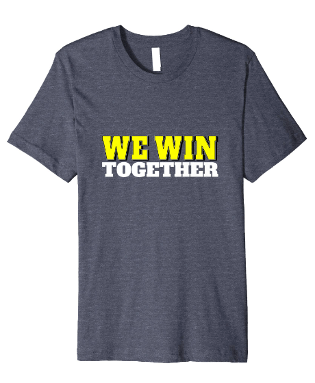 We Win Together - Yellow on Heather Grey Blue - basketball coaching ...
